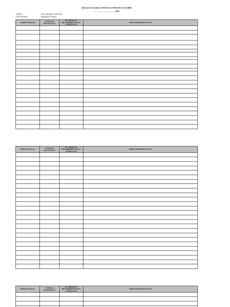 Form Logbook BIDAN Tahun 2020 | PDF
