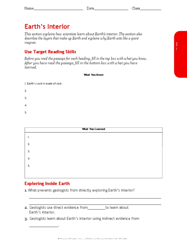 Earth Internal Heat Worksheet 6 | PDF | Earth | Plate Tectonics