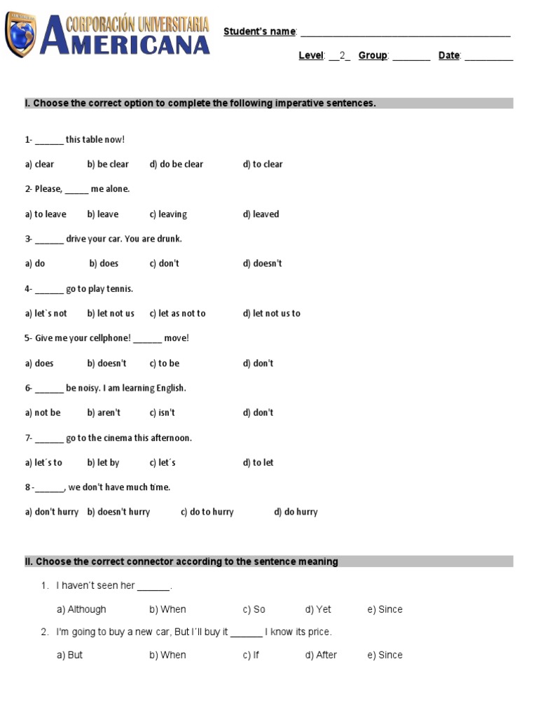 First Midterm Test Level II-b | PDF
