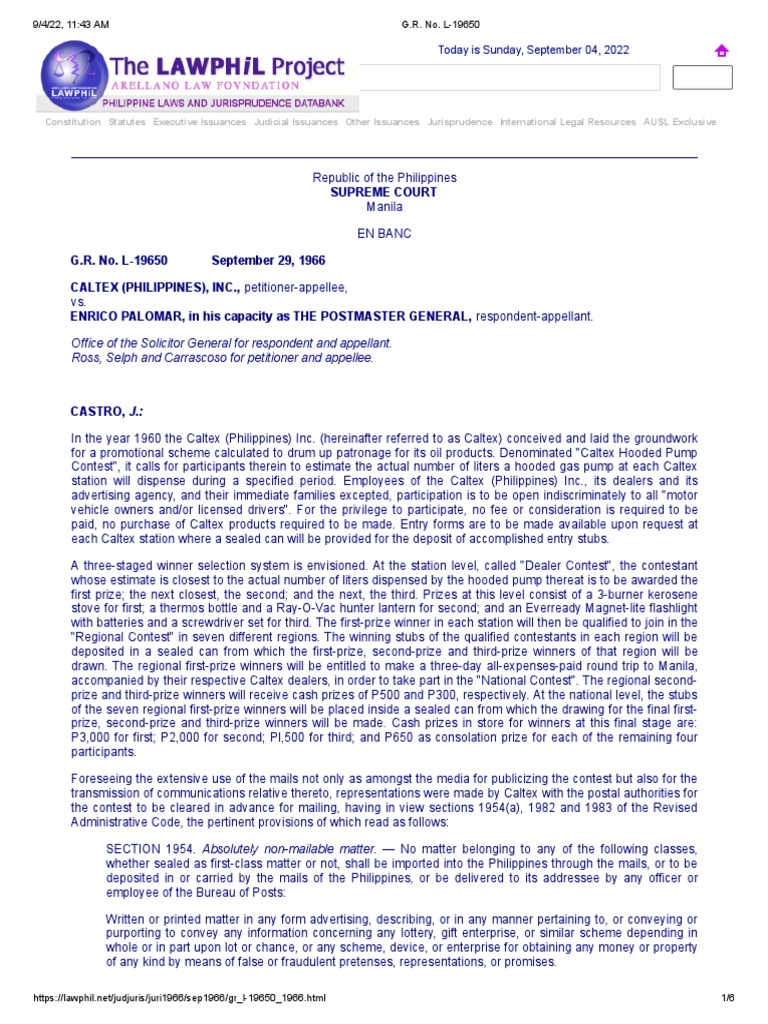 6 CALTEX v. PALOMAR GR No. L 19650 29 September 1966 | PDF | Precedent ...