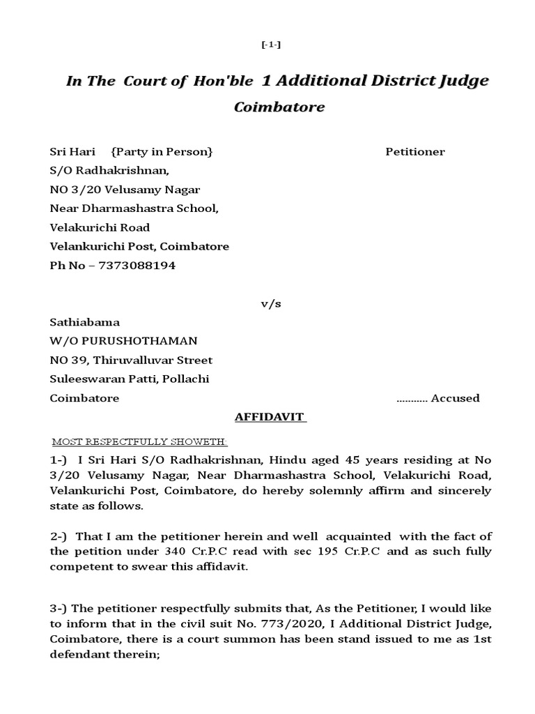 Affidavit Hari 340 CR.P.C | PDF | Affidavit | Justice
