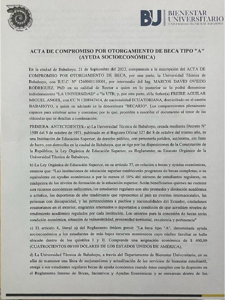 Acta de Compromiso | PDF