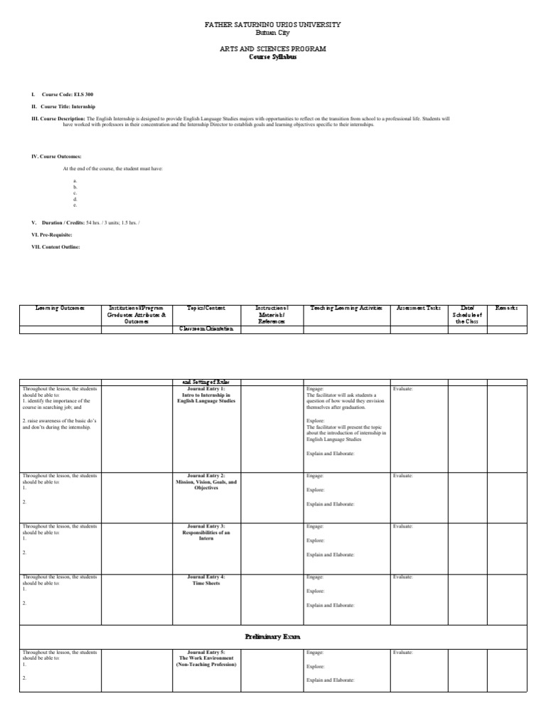 ELS 300 - Internship | PDF | Internship | Job Hunting