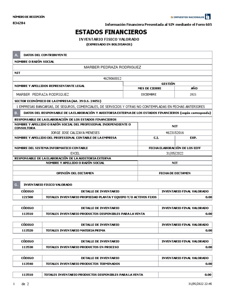 2021 12 Inventario Físico Valorado | PDF | Contador | Inventario