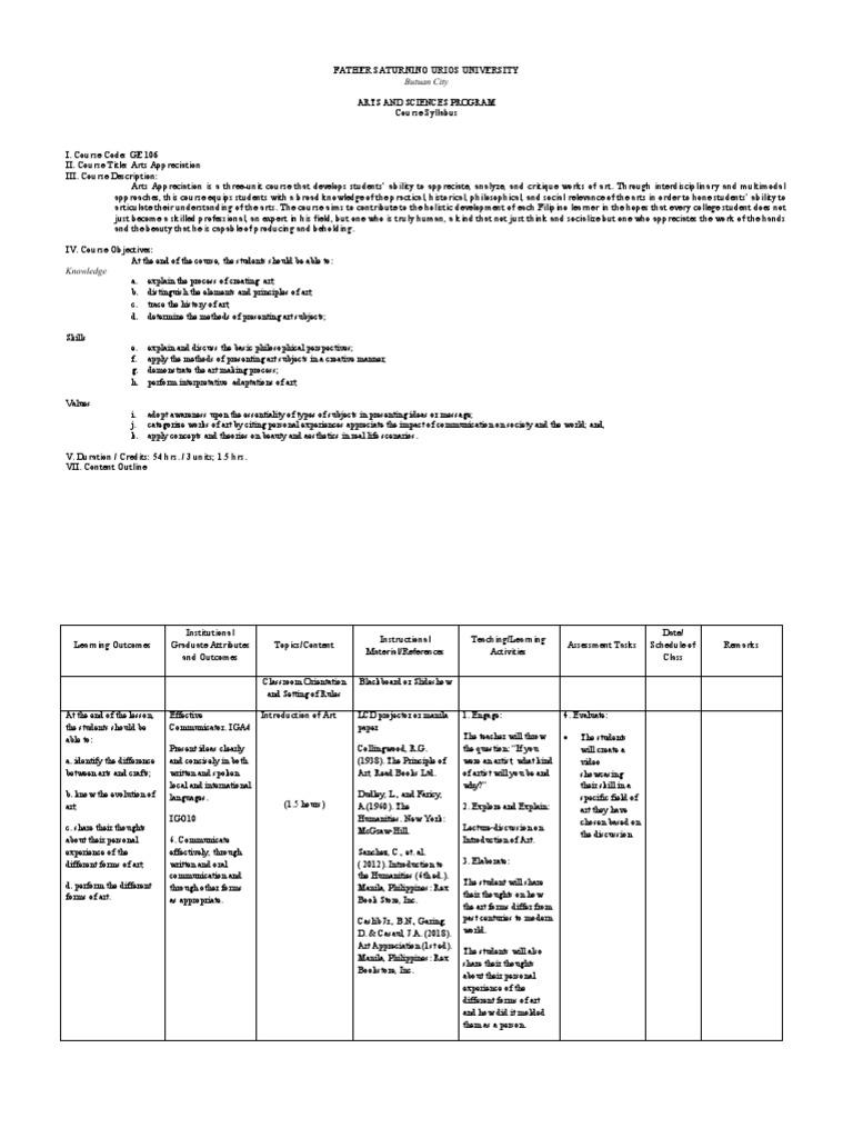 Arts Appreciation Pdf The Arts Beauty