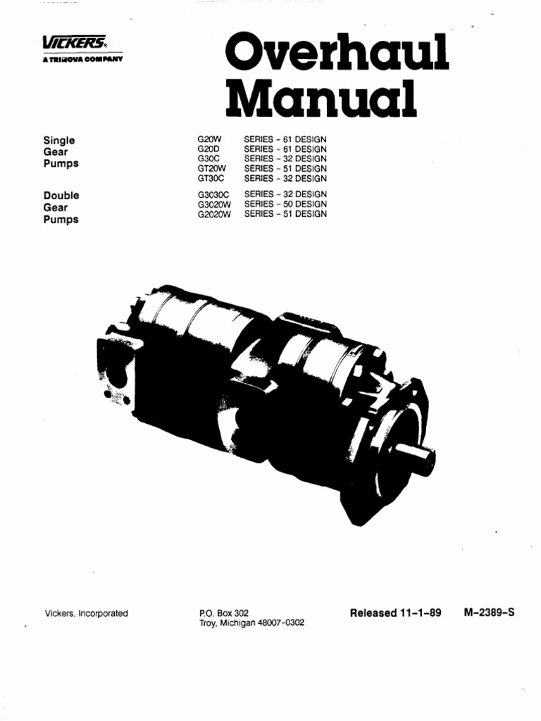 Overhaul Manual Single and Double Gear Pumps m-2389-s (Released 11-1-89 ...