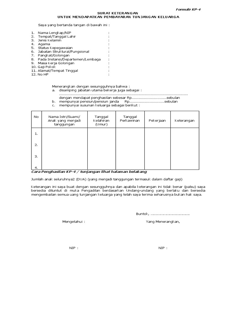 Formulir KP 4 2022 | PDF