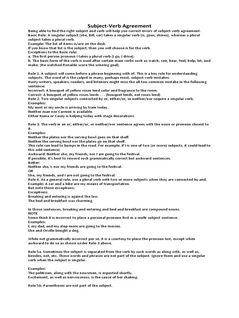 EAPP-subject Verb Agreement | PDF | Grammatical Number | Verb