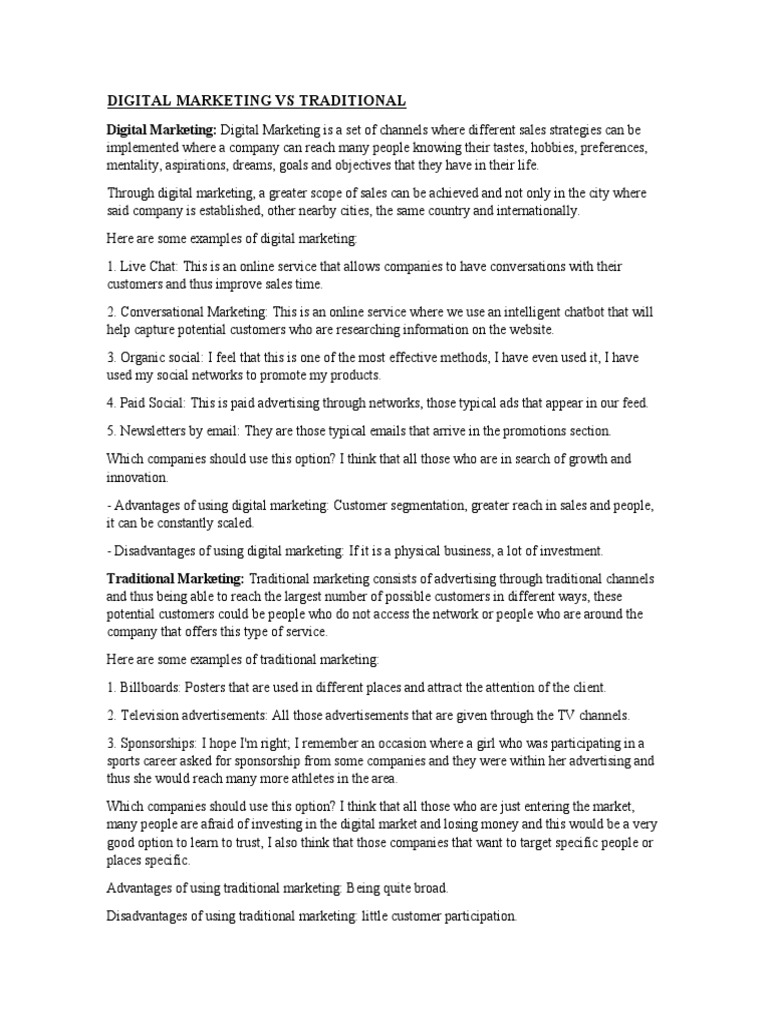 Digital Marketing Vs Traditional | PDF | Marketing | Digital Marketing