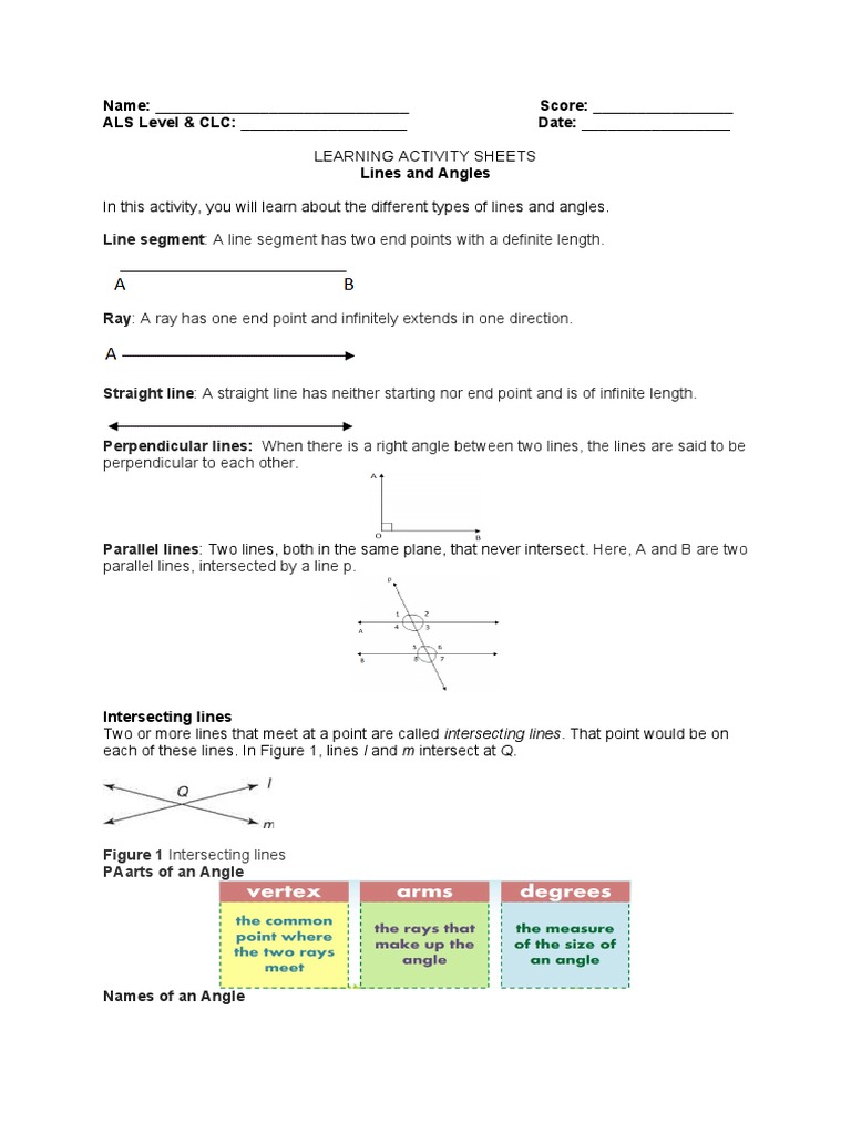 ActivityApril19Lines and Angles22 | PDF | Angle | Perpendicular
