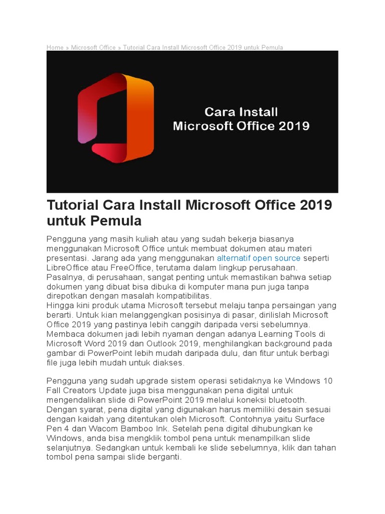 Panduan Instal Microsoft Office 2019 | PDF | Komputer