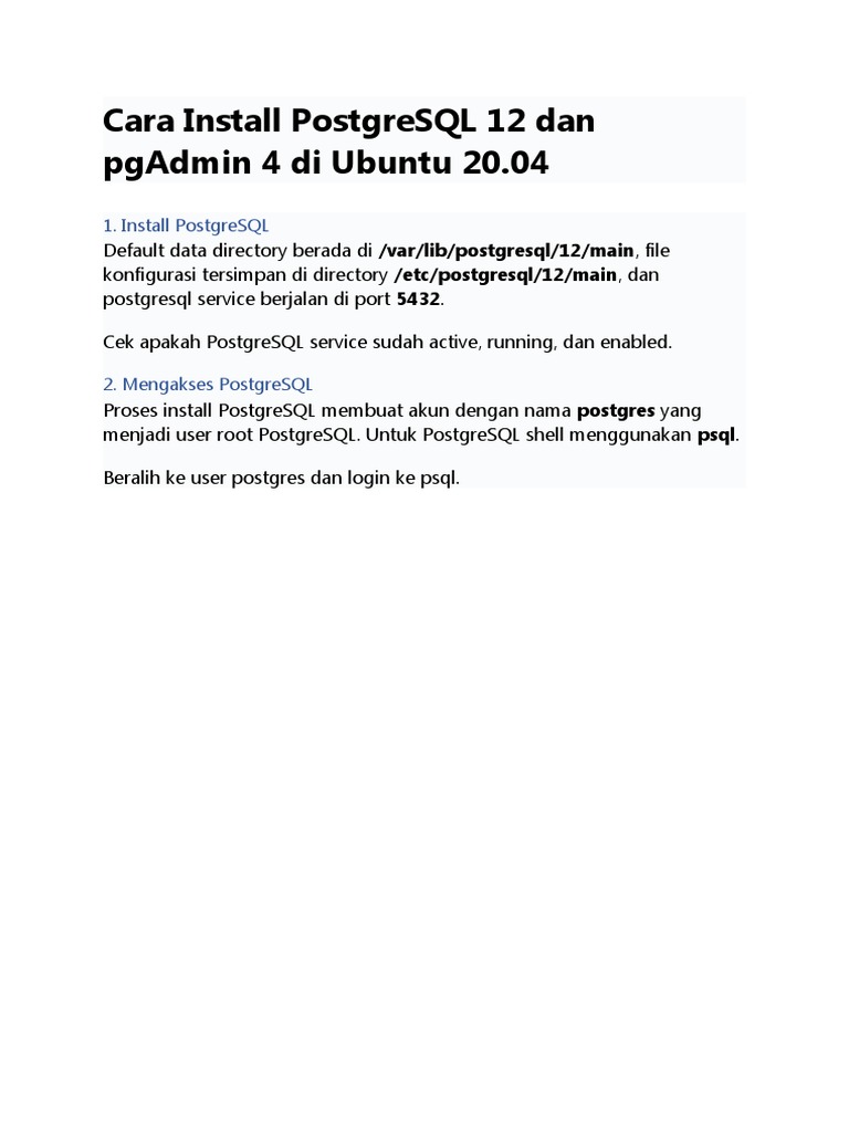 Cara Install PostgreSQL 12 Dan PgAdmin 4 Di Ubuntu 20 | PDF | Teknologi ...