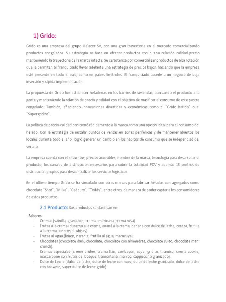 Grido | Descargar gratis PDF | Postres | Helado