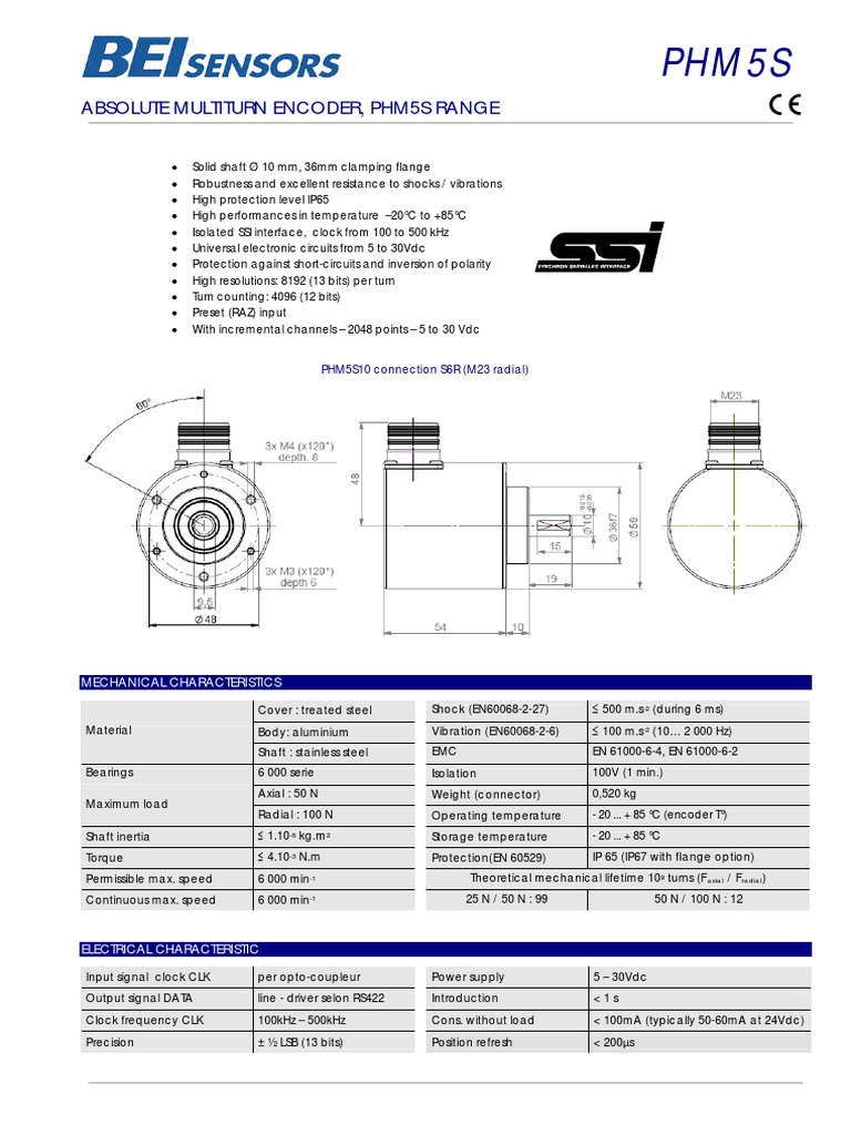 PHM5S Absolute Multiturn Encoder Technical Specifications | PDF | Electrical Engineering ...