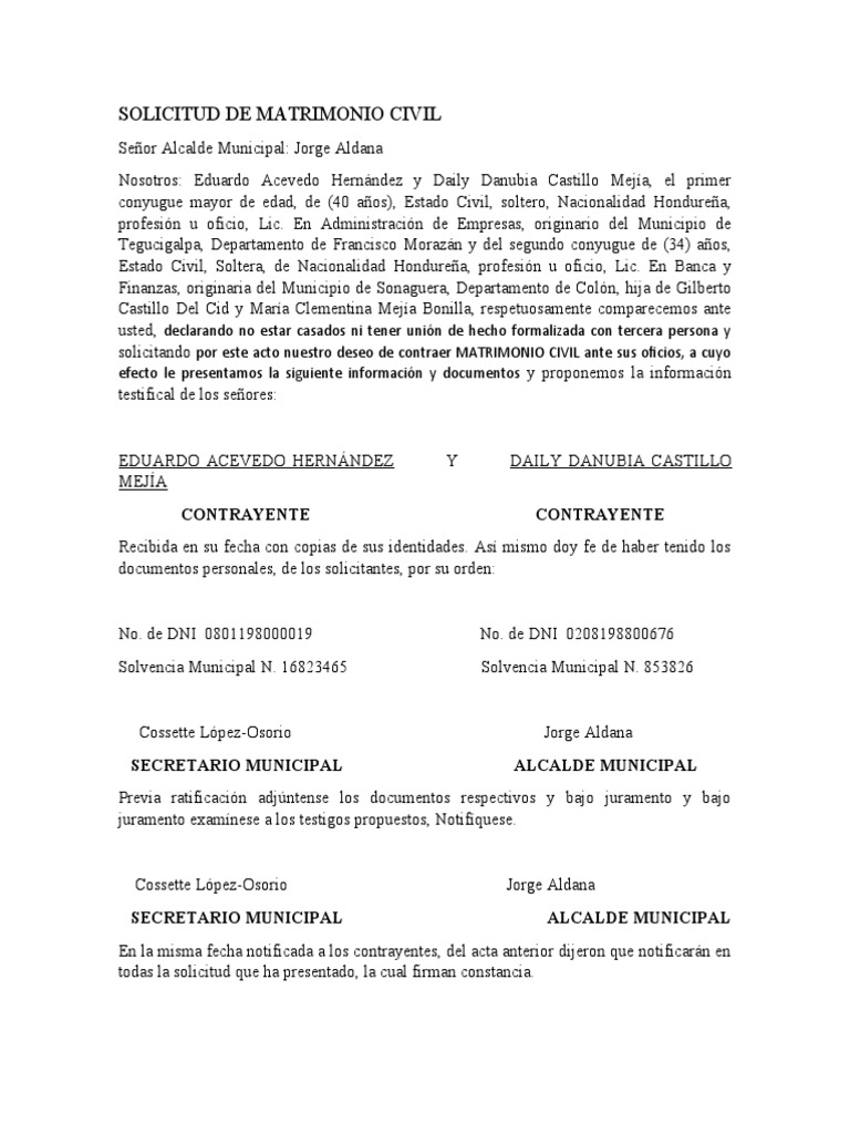 Solicitud de Matrimonio | PDF | Gobierno | Instituciones sociales