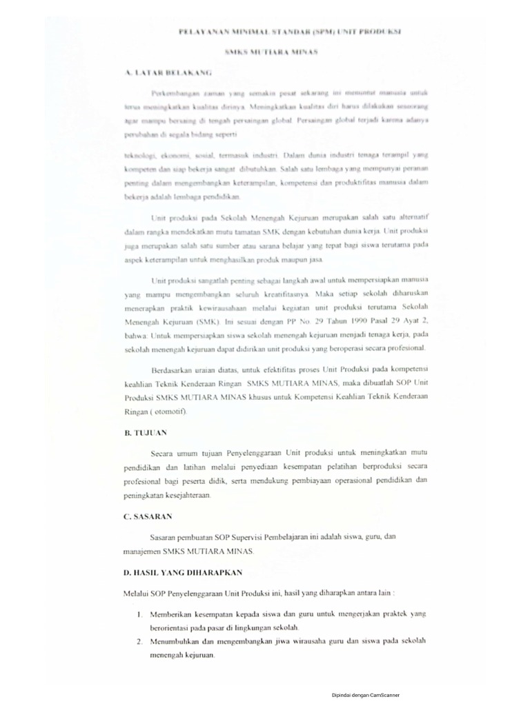 SPM Unit Produksi | PDF