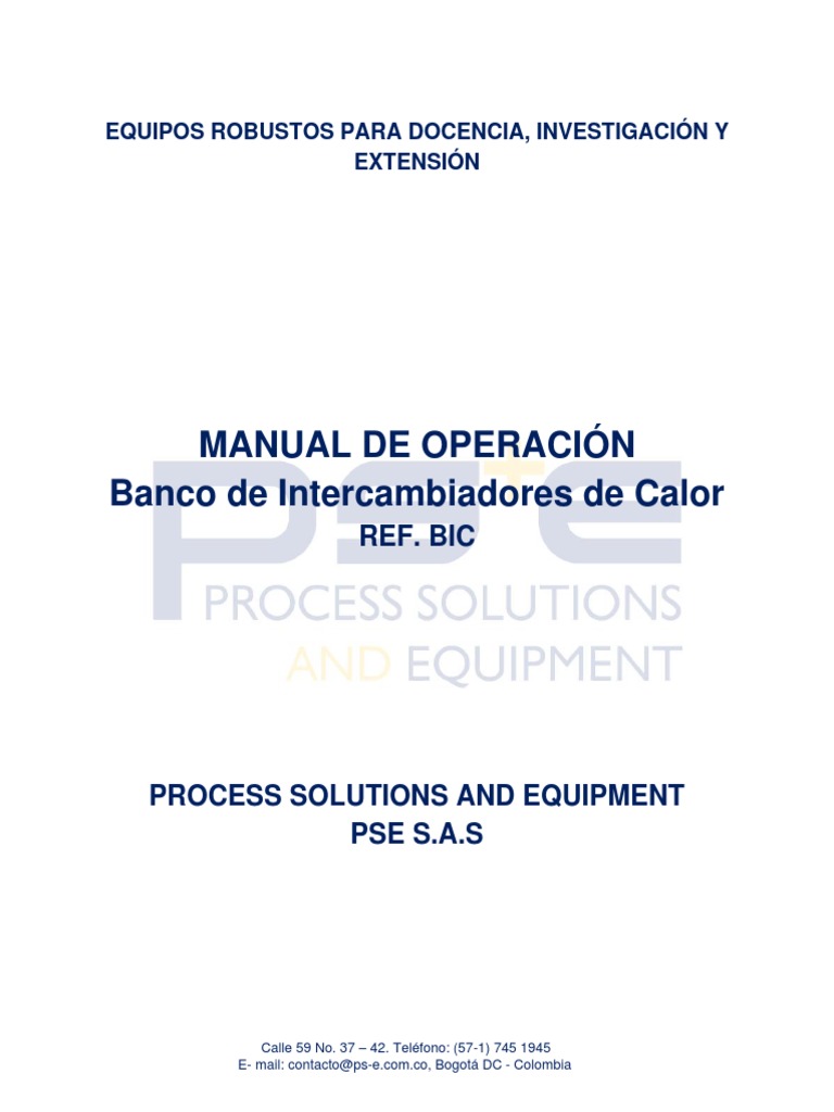 MANUAL DE OPERACION BANCO DE INTERCAMBIADORES DE CALOR Version Final Mayo 2022 | PDF ...