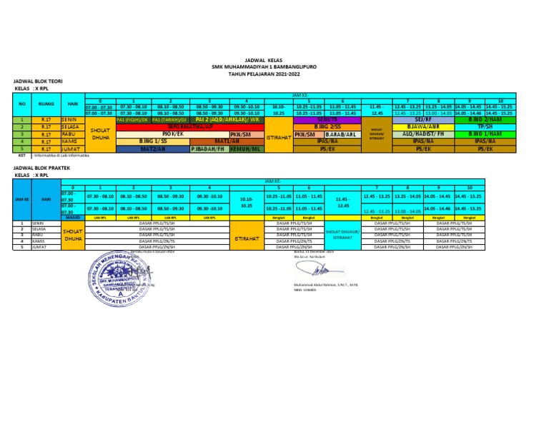 Jadwal X RPL | PDF