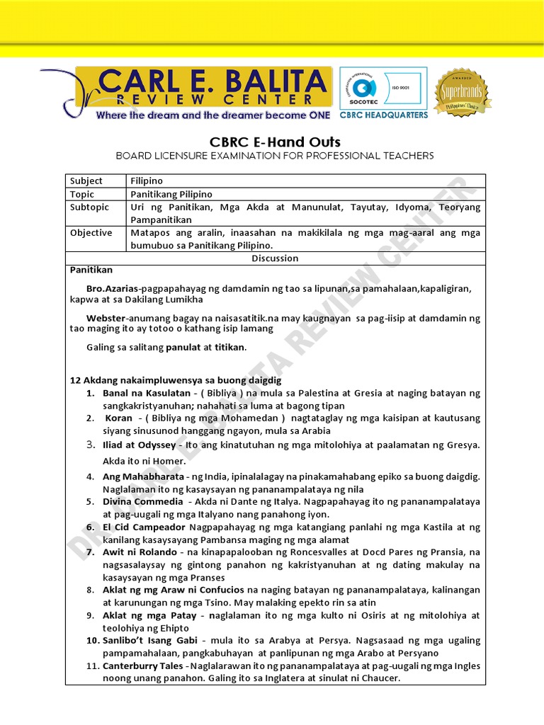 Final Reviewer Panitikan | PDF