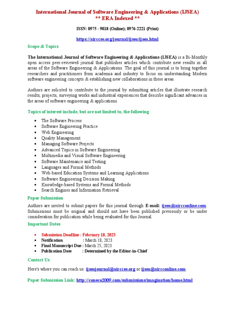 International Journal of Software Engineering & Applications (IJSEA) | PDF