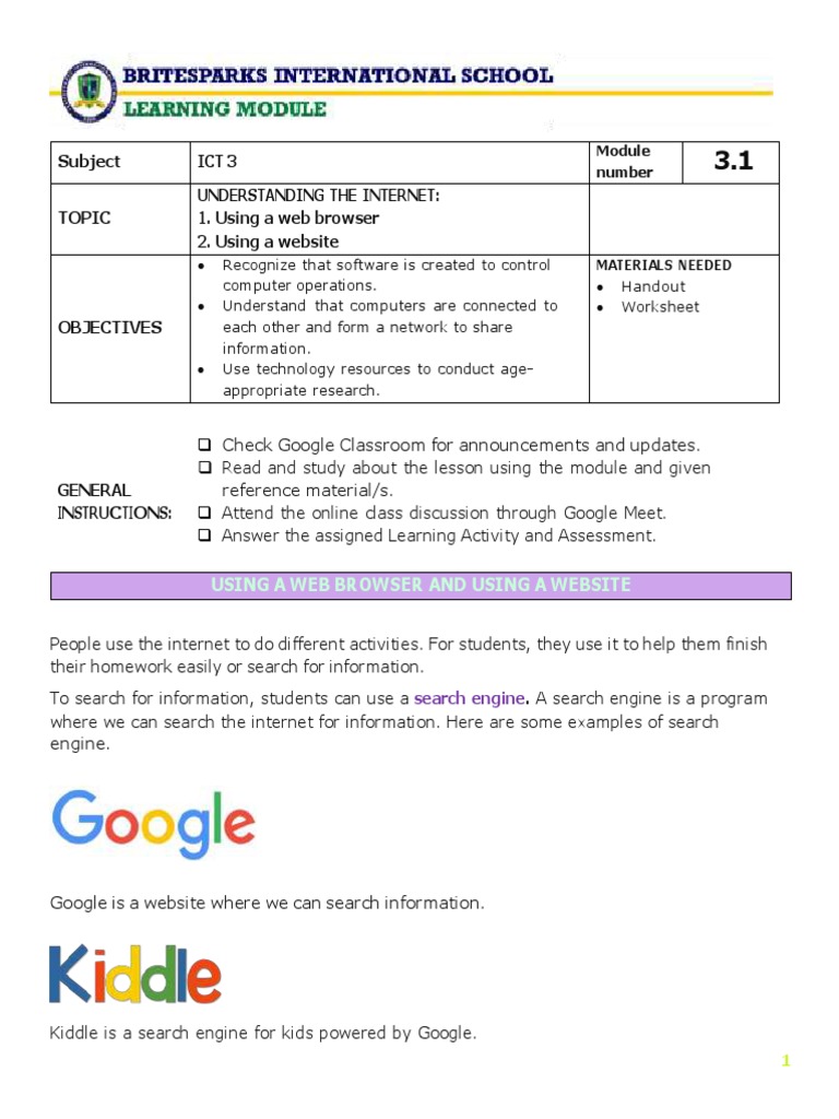 ICT3 Learning Module 3.1 | PDF | Educational Technology | Websites