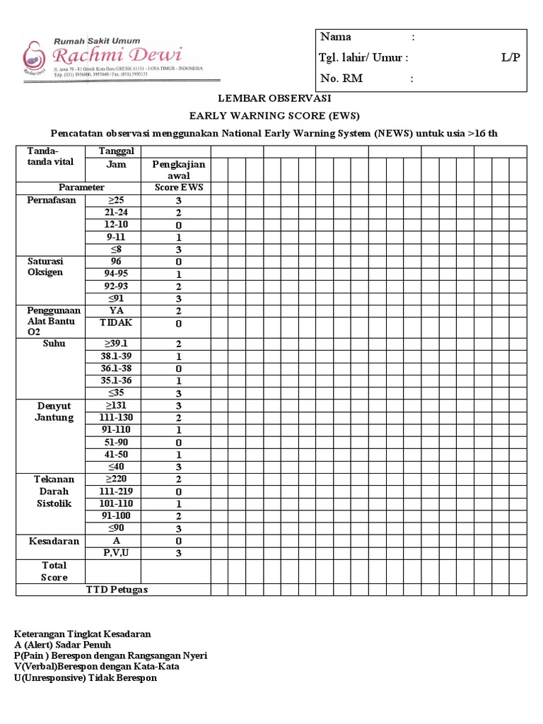 Form Observasi EWS | PDF
