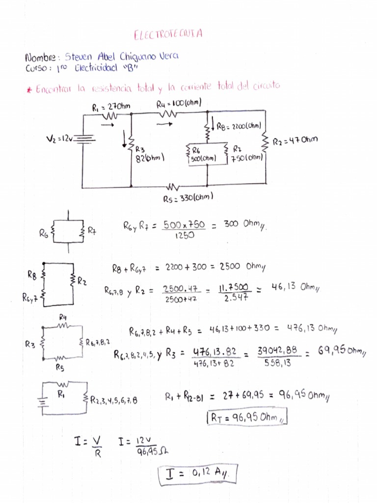 Tarea 5 (Resistencia Total y Intensidad) | PDF