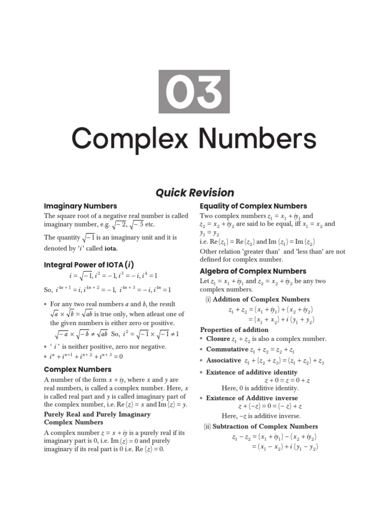 Chpater 4 Complex Numbers | PDF | Complex Number | Numbers