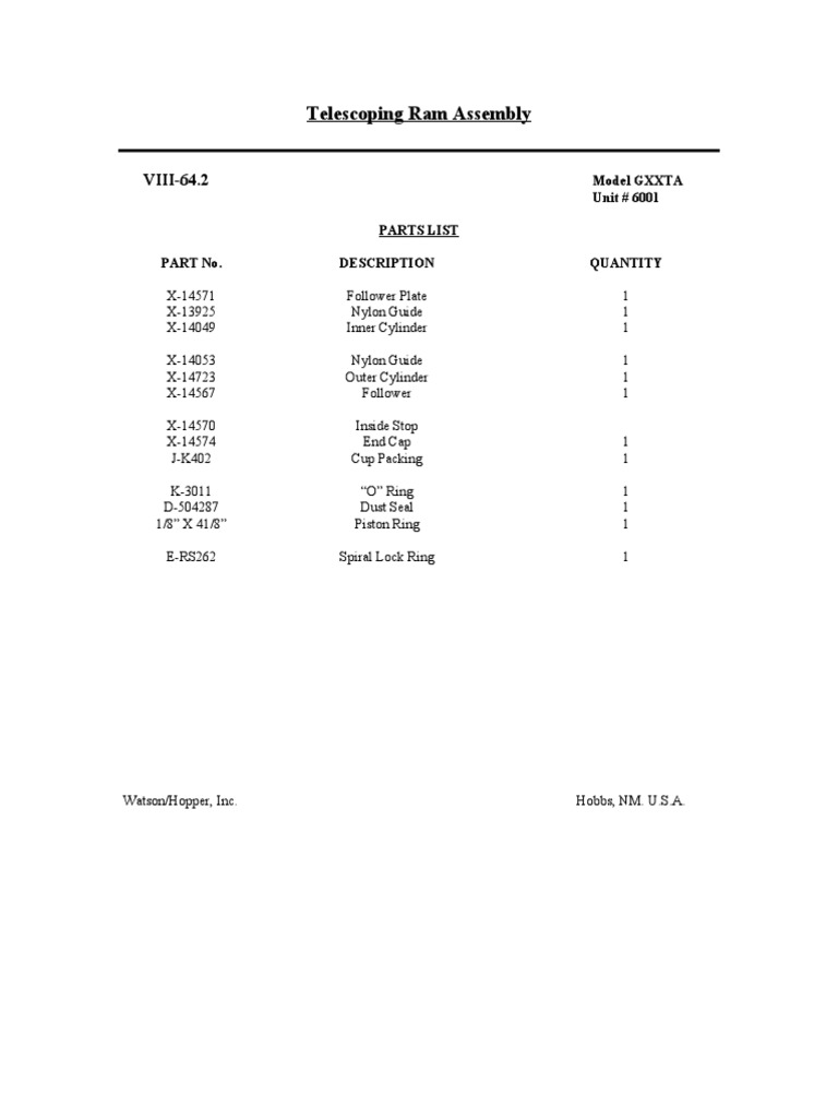 Telescoping Ram 6001 | PDF