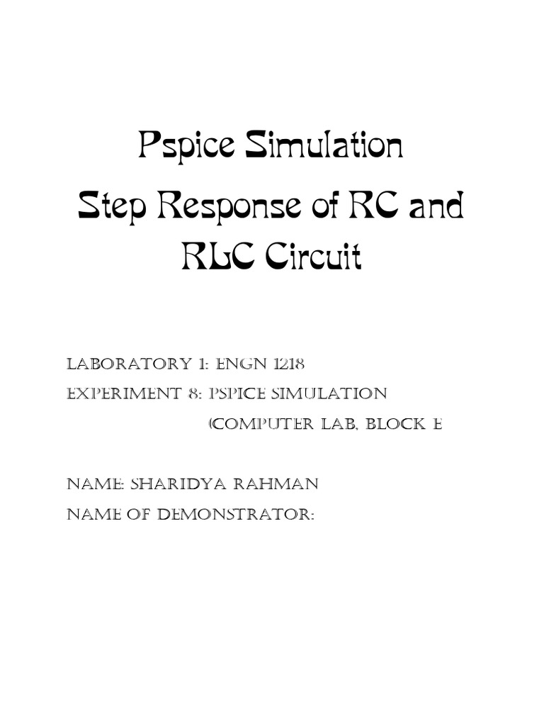 PSpice Circuit Simulation Guide | PDF | Electrical Network | Damping
