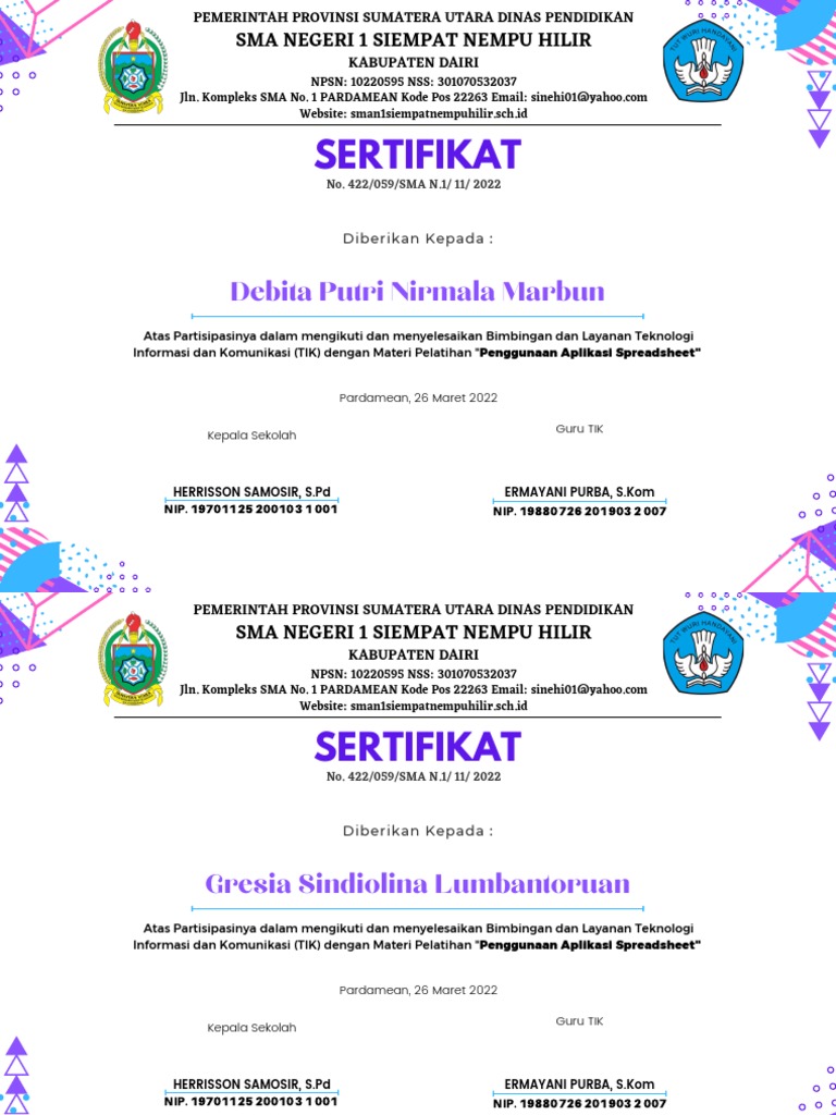 Sertifikat Partisipasi TIK 2022 XI | PDF