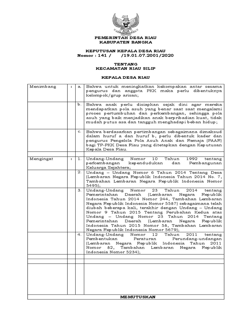 SK Arisan PKK Desa Riau | PDF
