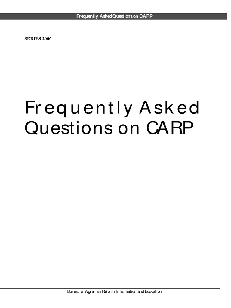 Frequently Asked Questions On Comprehensive Agrarian Reform Program ...