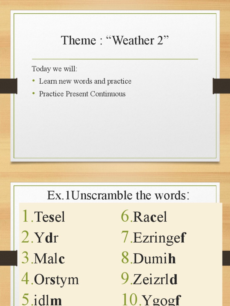 Weather Vocabulary and Present Continuous | PDF | Language Arts ...