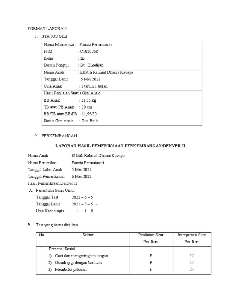 Tugas Laporan Kep. Anak 1 - Faozia Permatasari | PDF