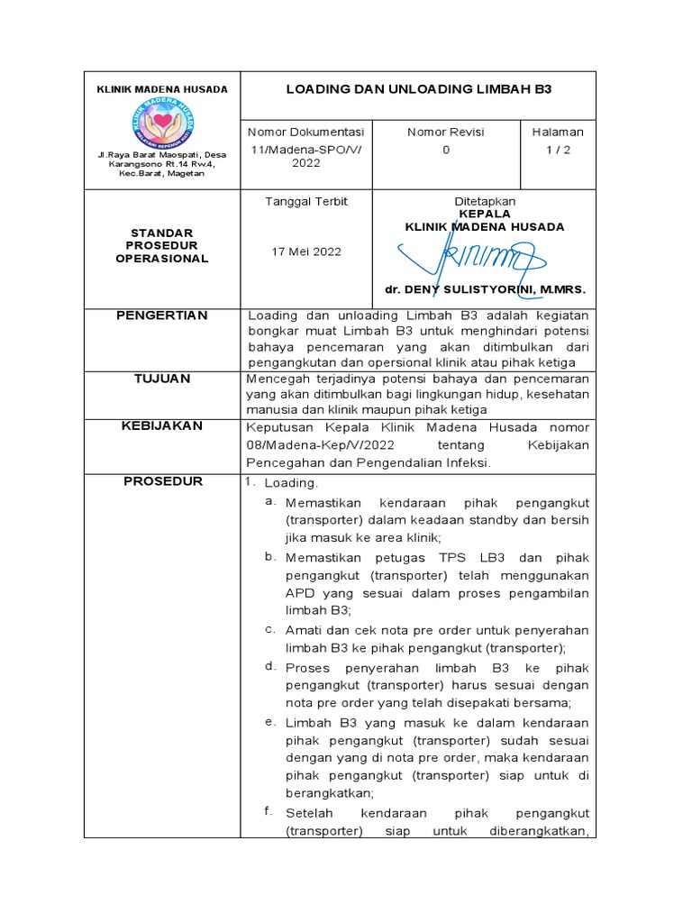 Loading Dan Unloading Limbah b3 | PDF
