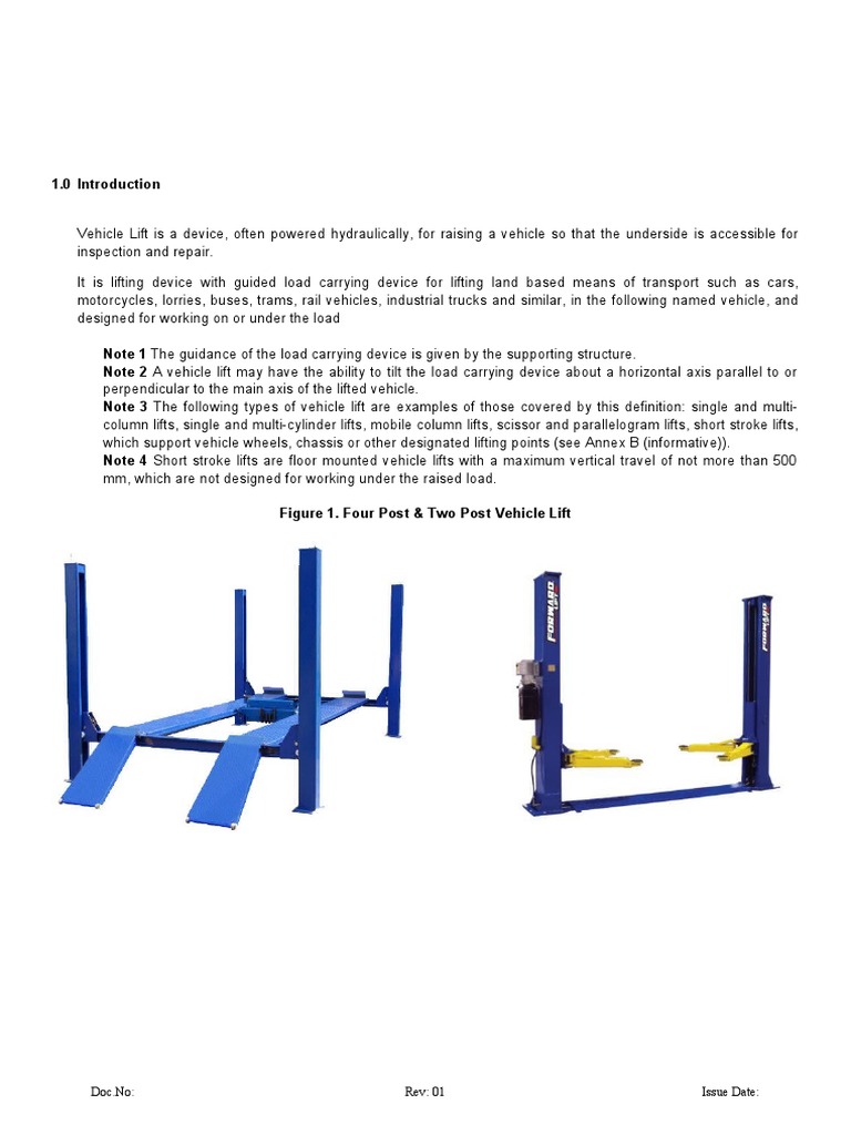 Vehicle Lift Method of Statement Rev. 1 | PDF | Elevator | Truck
