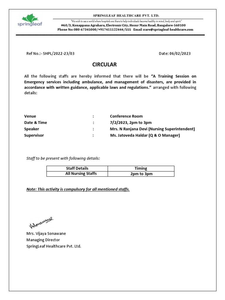 Emergency training session at Springleaf Healthcare | PDF