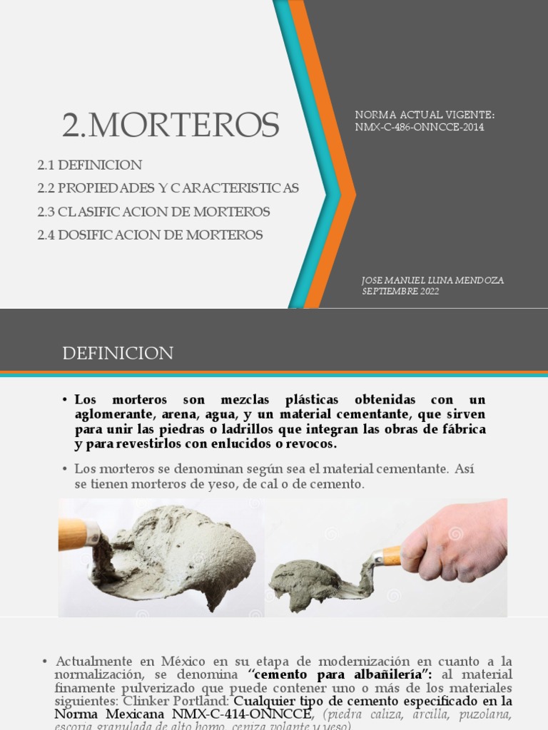 Propiedades y clasificación de los morteros según la norma NMX-C-486 ...