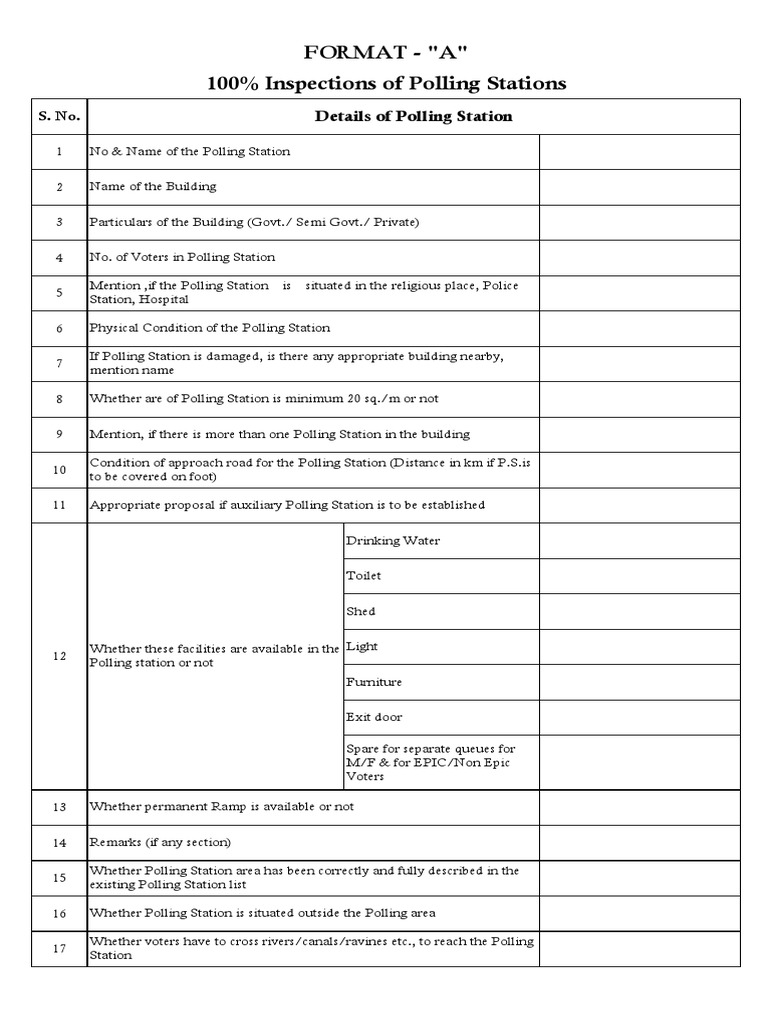 Assessing Accessibility and Amenities at Polling Stations: A Report on 100% Inspections | PDF ...