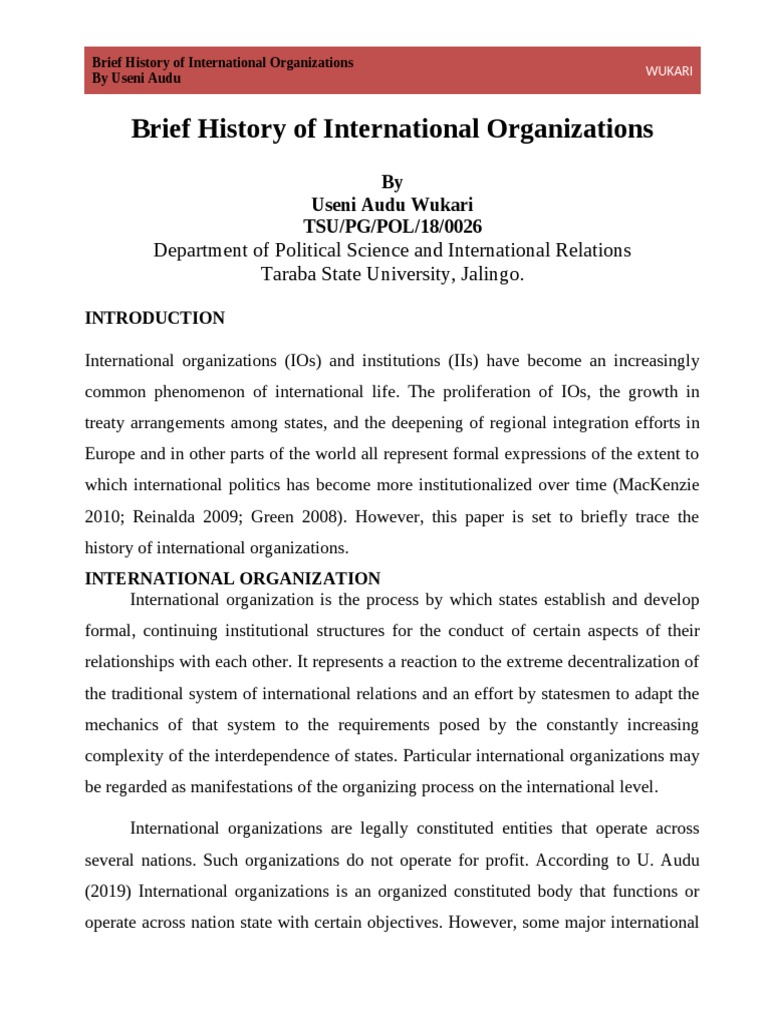 Brief History of International Organization | PDF | League Of Nations ...