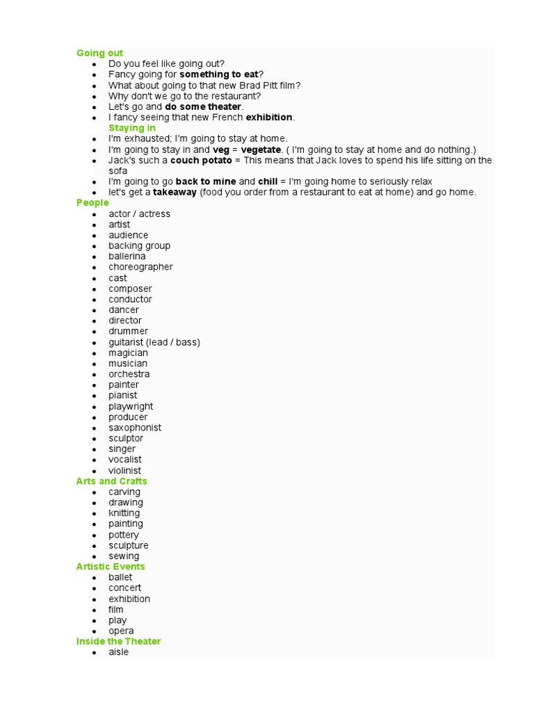 Entertainment Vocabulary | PDF