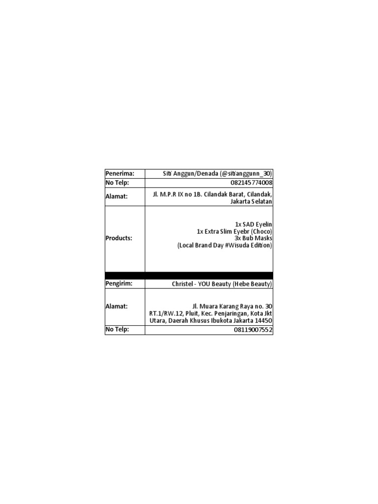 Template Kirim Sample | PDF