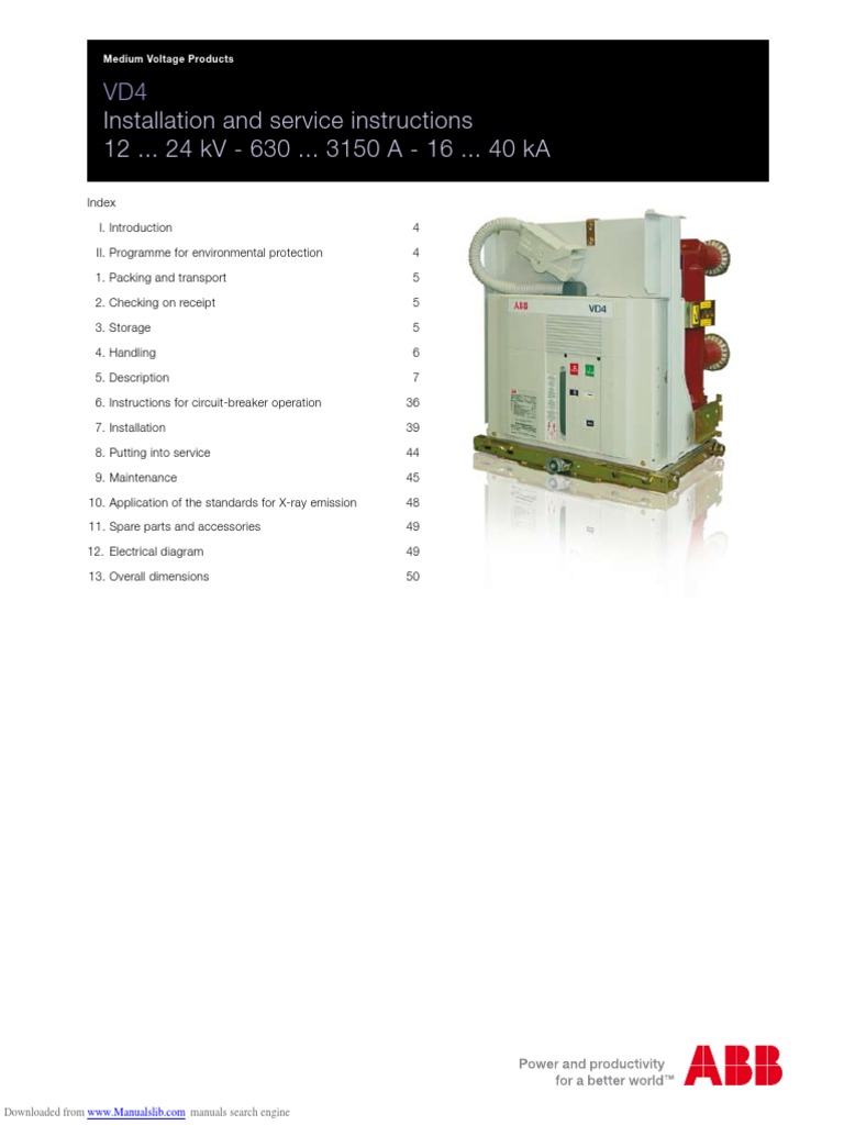 vd4 ABB VCB Manual | PDF | Electromagnetism | Electric Power