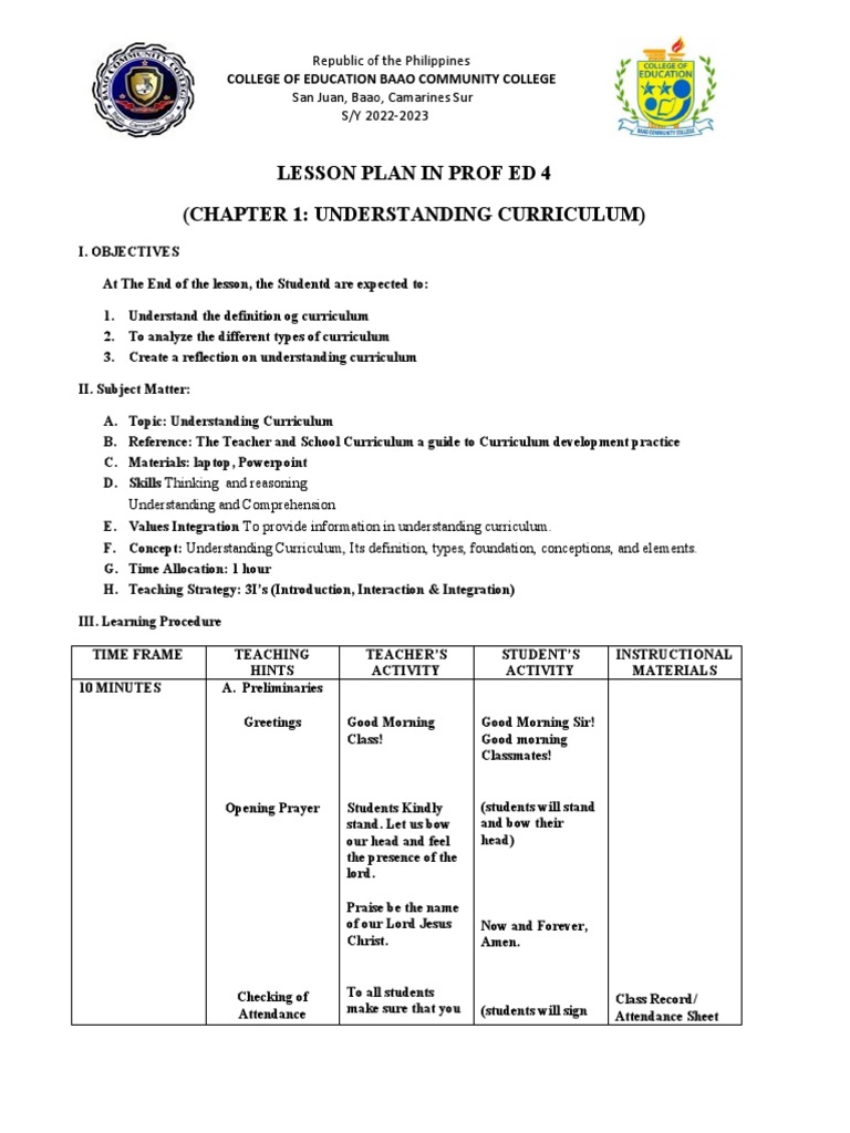 Lesson Plan in Prof Ed 4 | PDF | Curriculum | Lesson Plan