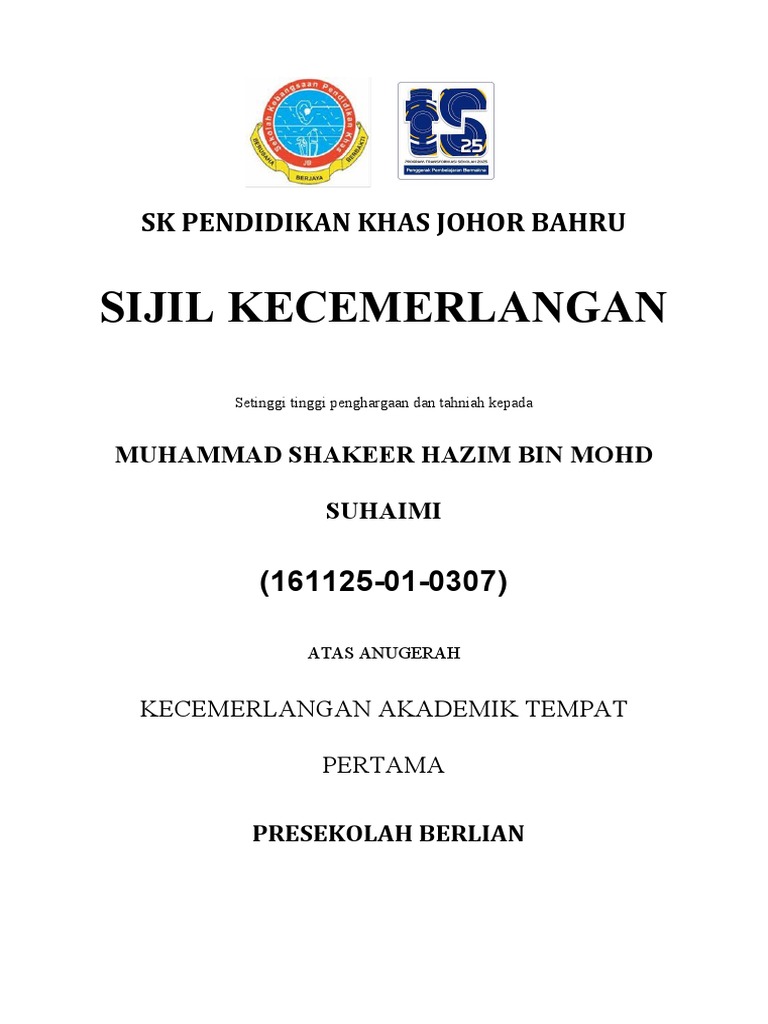 Sijil Anugerah Akademik Pekak 2022 Latest | PDF