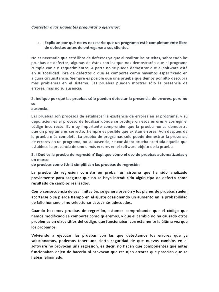 Ejercicios Del Material de Lectura Sobre Pruebas de Software | PDF | Software | Programa de ...