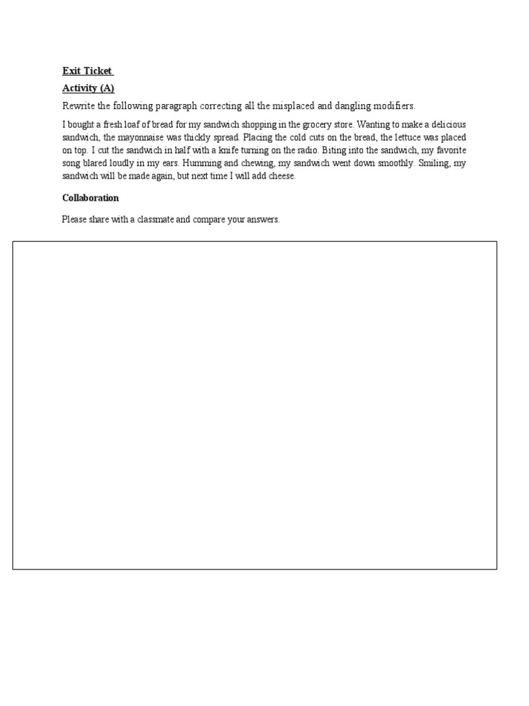 Exit Activity - Misplaced and Dangling Modifiers | PDF