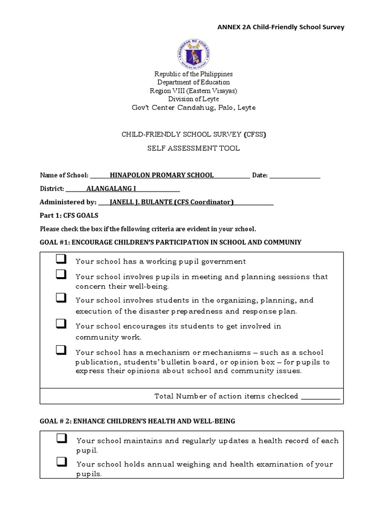 Child-Friendly School Survey Tool | PDF | Teachers | Literacy