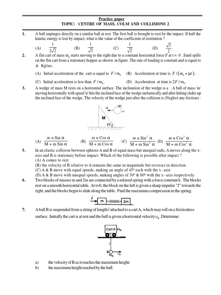 Com and Collisions 2 | PDF | Collision | Friction